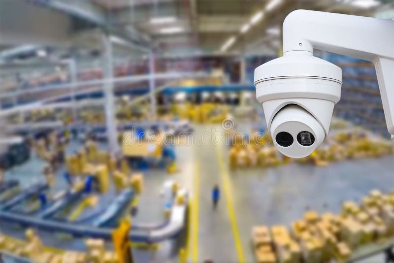 CCTV Camera or Surveillance Operating Inside Industrial Factory. Stock ...