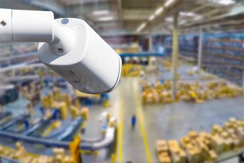 CCTV Camera or Surveillance Operating Inside Industrial Factory. Stock ...