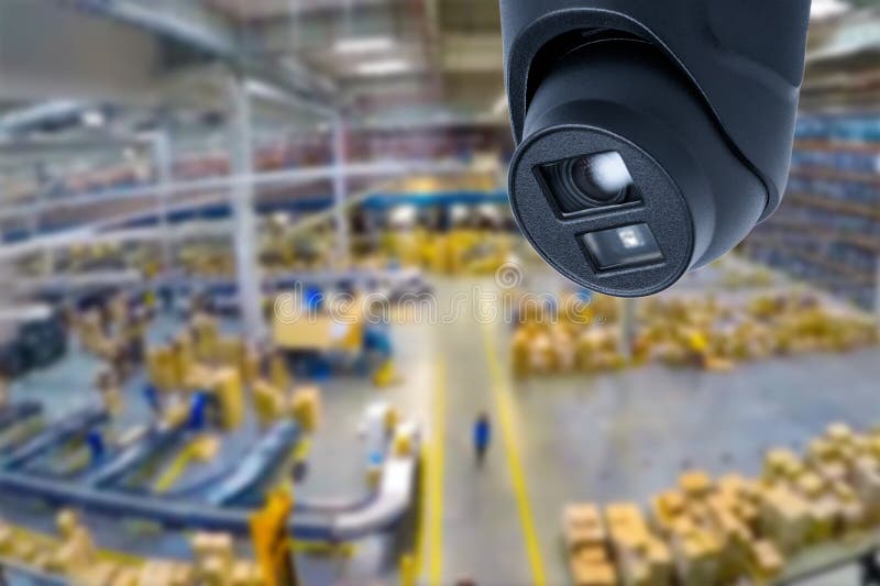 CCTV Camera or Surveillance Operating Inside Industrial Factory. Stock ...