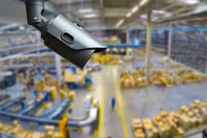 CCTV Camera or Surveillance Operating Inside Industrial Factory. Stock ...