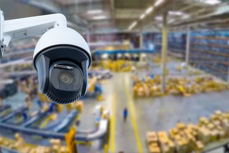 CCTV Camera or Surveillance Operating Inside Industrial Factory. Stock ...