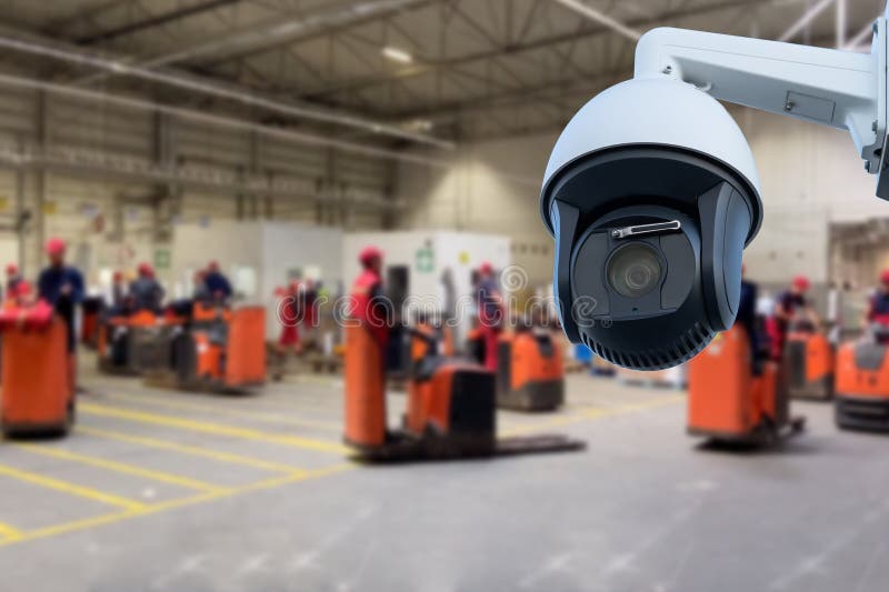 CCTV Camera or Surveillance Operating Inside Industrial Factory. Stock ...