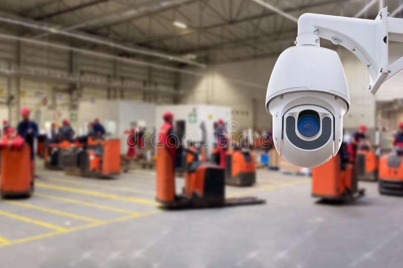 CCTV Camera or Surveillance Operating Inside Industrial Factory. Stock ...
