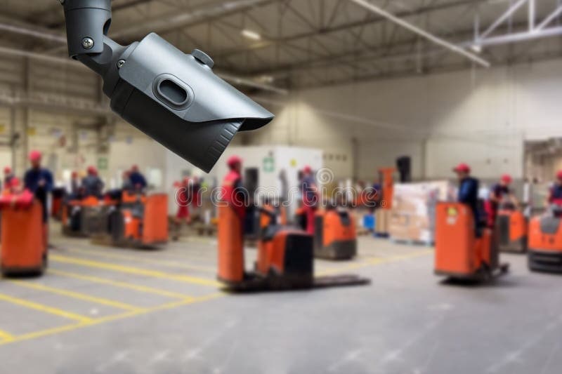 CCTV Camera or Surveillance Operating Inside Industrial Factory. Stock ...
