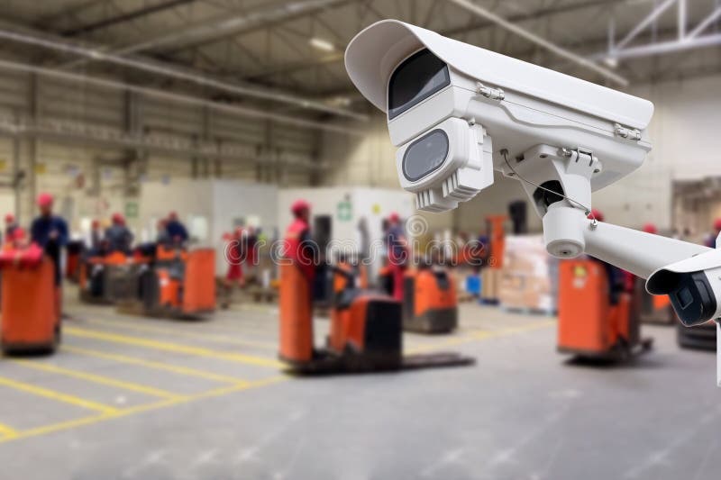 CCTV Camera or Surveillance Operating Inside Industrial Factory. Stock ...