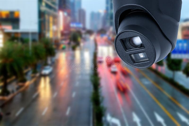 CCTV Camera or Surveillance Operating on Traffic Road. Stock Photo ...