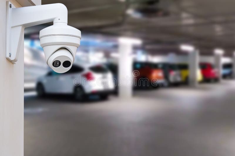 CCTV Camera or Surveillance System on Indoor Car Parking. Stock Image ...