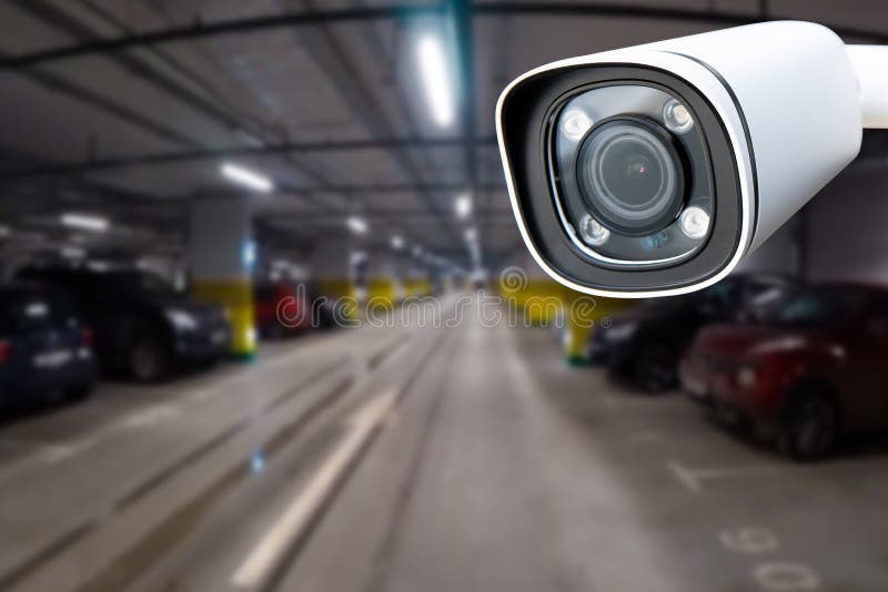 CCTV Camera or Surveillance System on Indoor Car Parking. Stock Photo ...