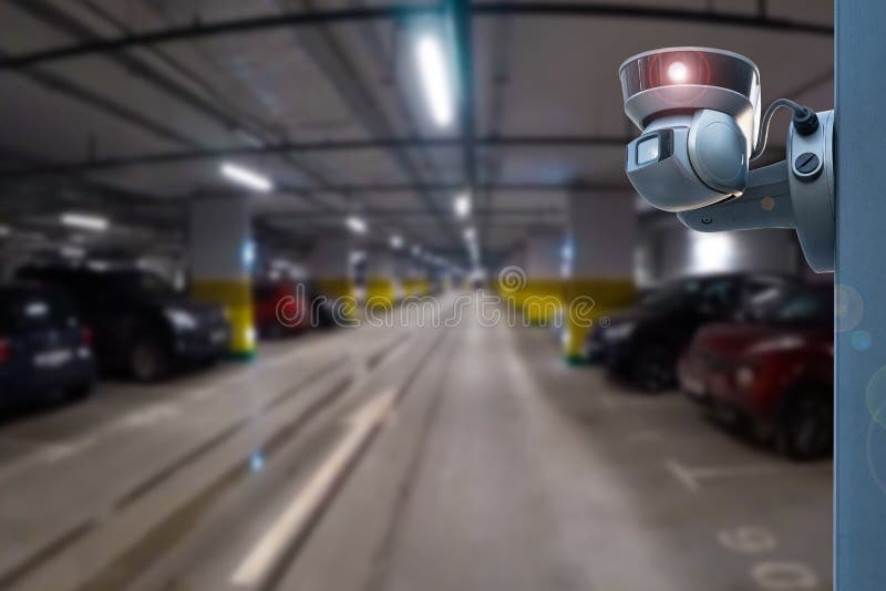 CCTV Camera or Surveillance System on Indoor Car Parking. Stock Photo ...