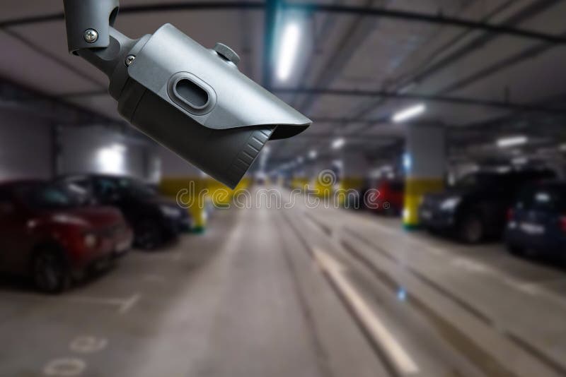 CCTV Camera or Surveillance System on Indoor Car Parking. Stock Photo ...