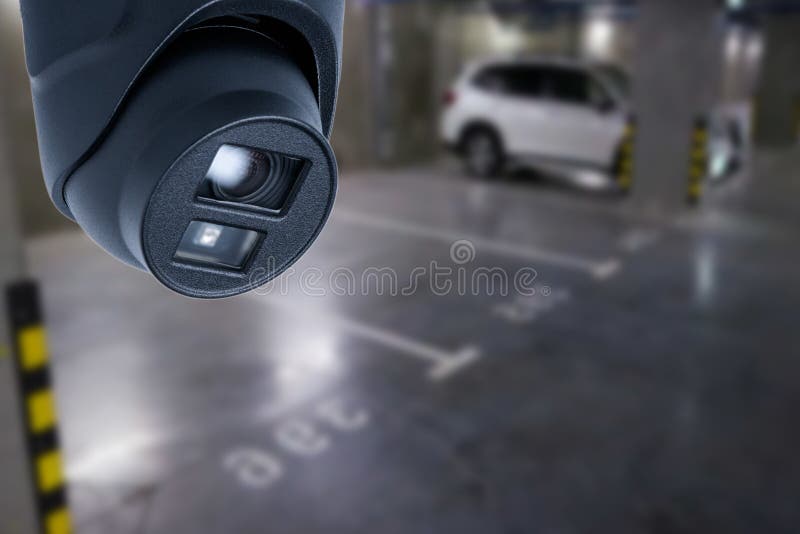 CCTV Camera or Surveillance System on Indoor Car Parking. Stock Image ...