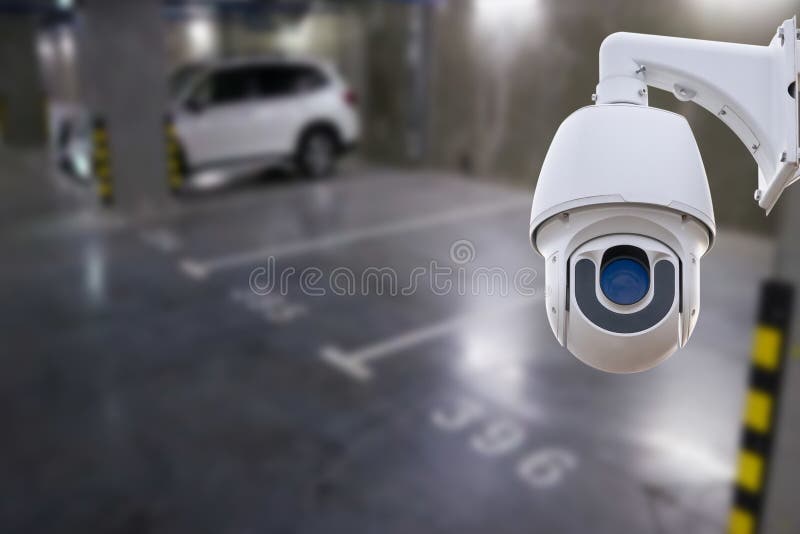 CCTV Camera or Surveillance System on Indoor Car Parking. Stock Photo ...