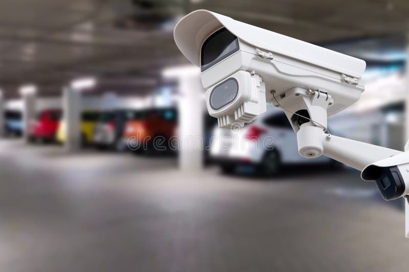 CCTV Camera or Surveillance System on Indoor Car Parking. Stock Photo ...