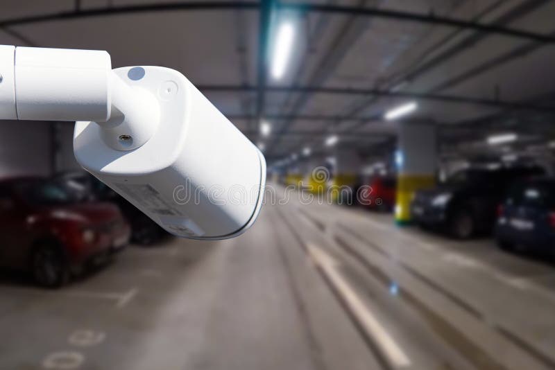 CCTV Camera or Surveillance System on Indoor Car Parking. Stock Image ...