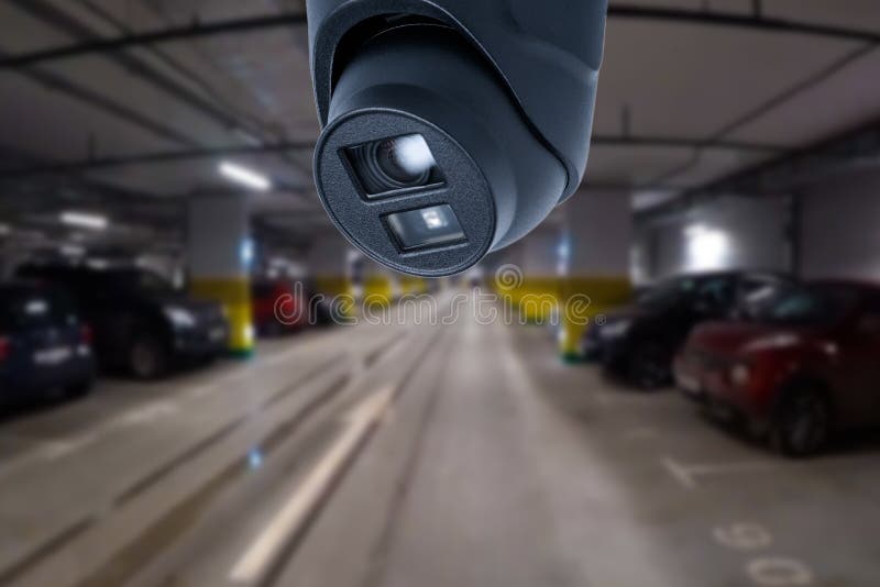 CCTV Camera or Surveillance System on Indoor Car Parking. Stock Image ...