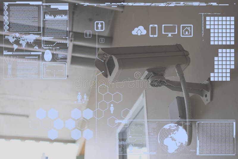 CCTV Camera or Surveillance Technology on Screen Display Stock Image ...