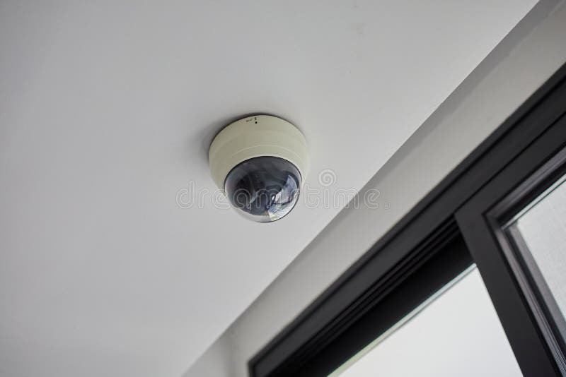 CCTV Camera, Surveillance Camera or on White Ceiling Stock Photo ...