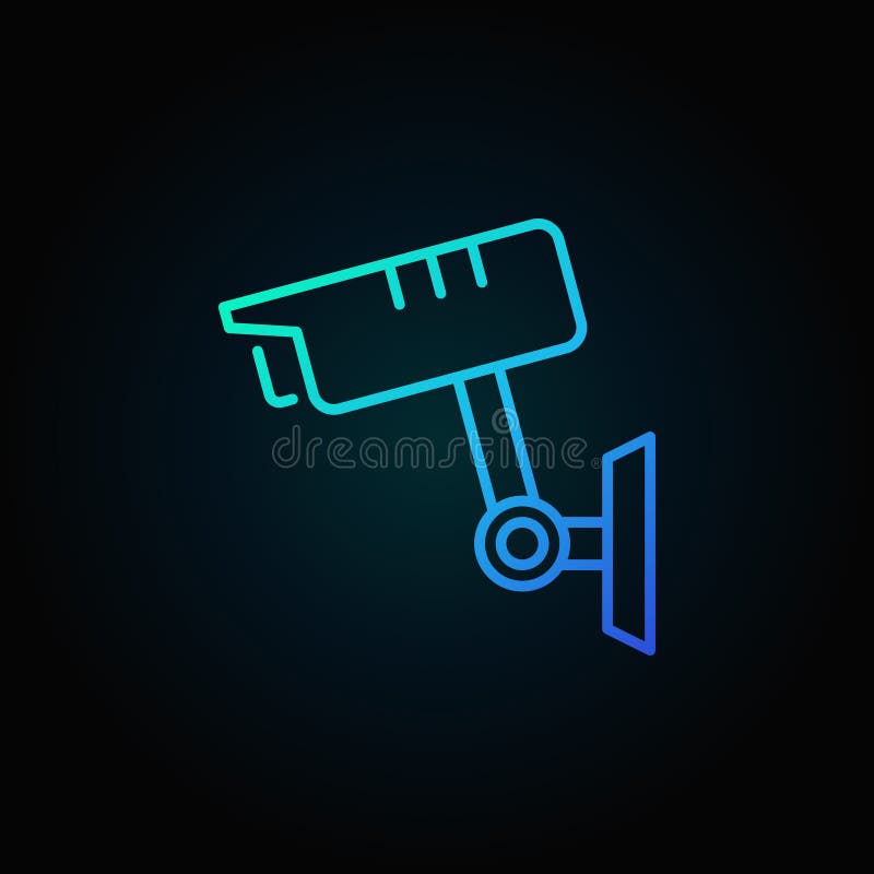 CCTV Camera Vector Blue Icon in Thin Line Style Stock Vector ...