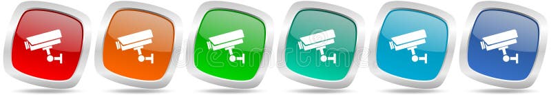 Cctv Camera Icon Set, Vector Illustration in 6 Colors Options for ...