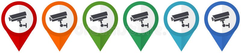 Cctv Camera Icon Set, Vector Illustration in 6 Colors Options for ...