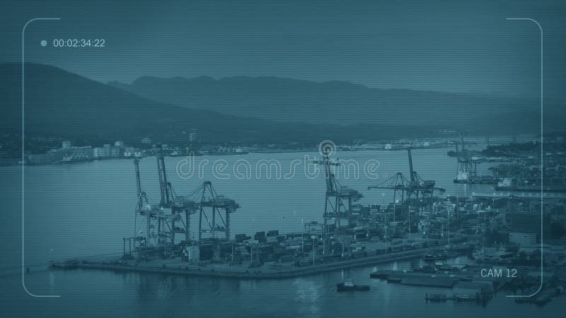 CCTV Shipping Port in the Evening Stock Footage - Video of cranes ...