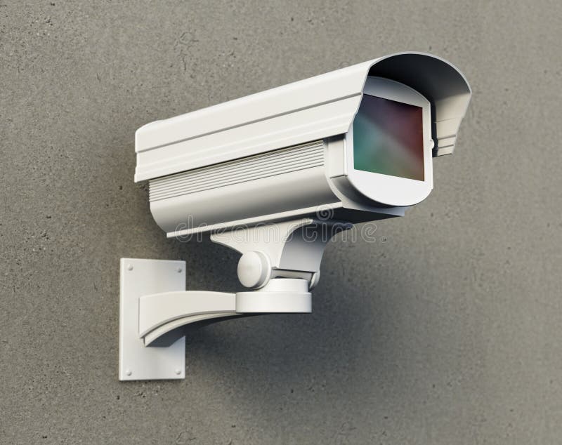 CCTV Camera on the Wall. 3D Illustration Stock Illustration ...