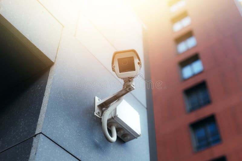 CCTV Camera on the Wall of an Elite House. Residential Complex Security ...