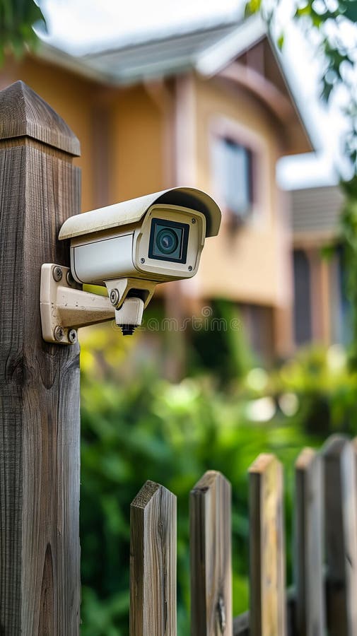 CCTV Camera on the Wall of the House. Stock Image - Image of record ...