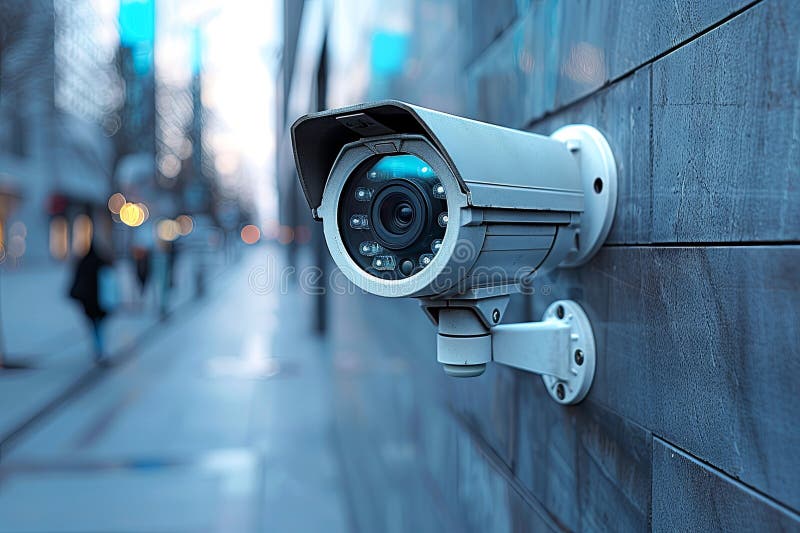 A CCTV Camera on the Wall of a Modern Building. Generative AI Stock ...