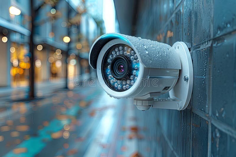 A CCTV Camera on the Wall of a Modern Building. Generative AI Stock ...