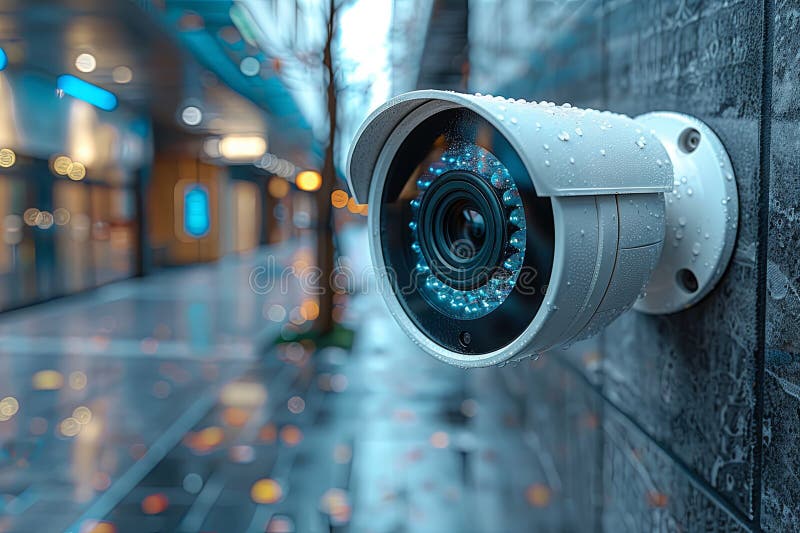 A CCTV Camera on the Wall of a Modern Building. Generative AI Stock ...