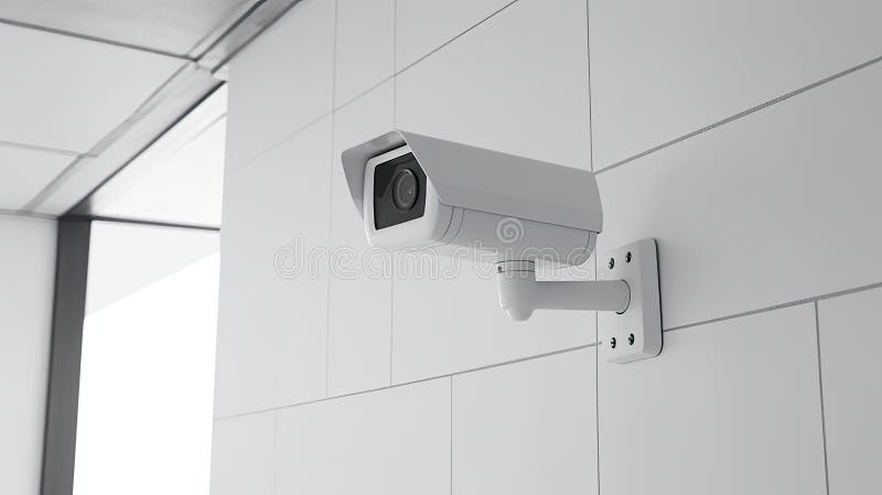 CCTV Camera on a Wall with a White Background, Video Surveillance and ...