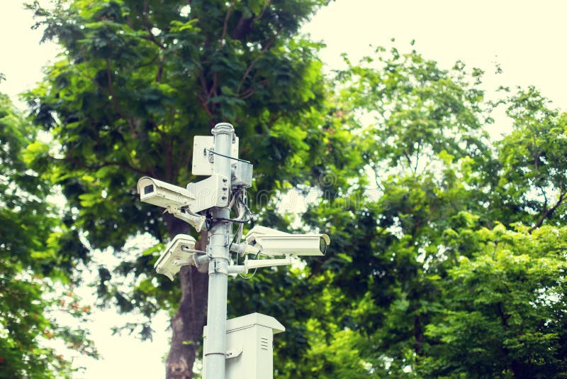 CCTV Camera and WIFI Access Point are Installation on Tower Stock Photo ...