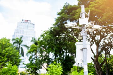 CCTV Camera and WIFI Access Point are Installation on Tower Stock Photo ...