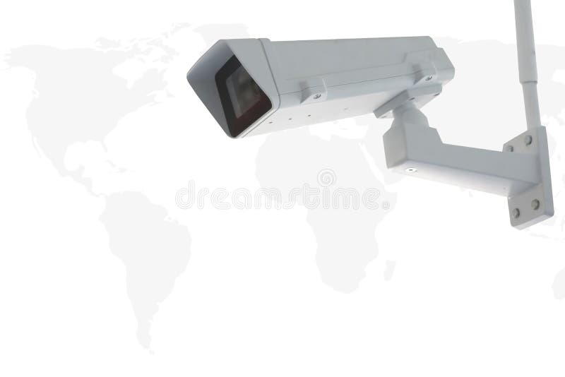Cctv Camera with World Map in Background Stock Photo - Image of ...