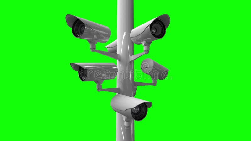 CCTV Cameras with Digital Globe and Silhouette of Man in Background ...