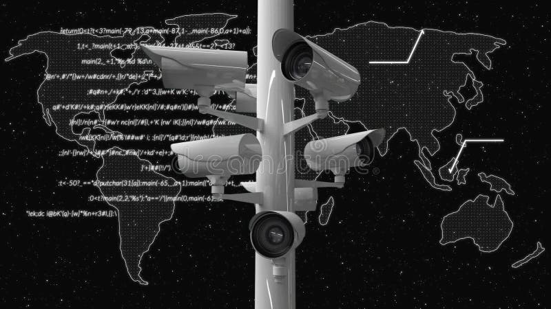 CCTV cameras on an atlas stock footage. Video of filming - 171853688