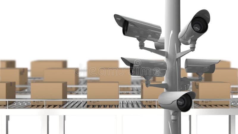 CCTV Cameras and Boxes on Conveyor Belts Stock Video - Video of motion ...