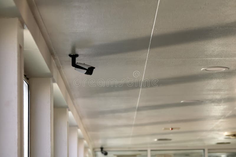 CCTV Cameras on the Ceiling of Transportation Cabin Stock Photo - Image ...