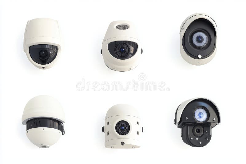 CCTV Cameras Close Up Isolated on White. Stock Photo - Image of private ...