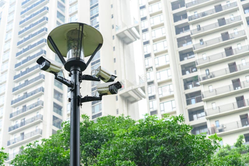CCTV Cameras in Front of Residential Building Stock Photo - Image of ...