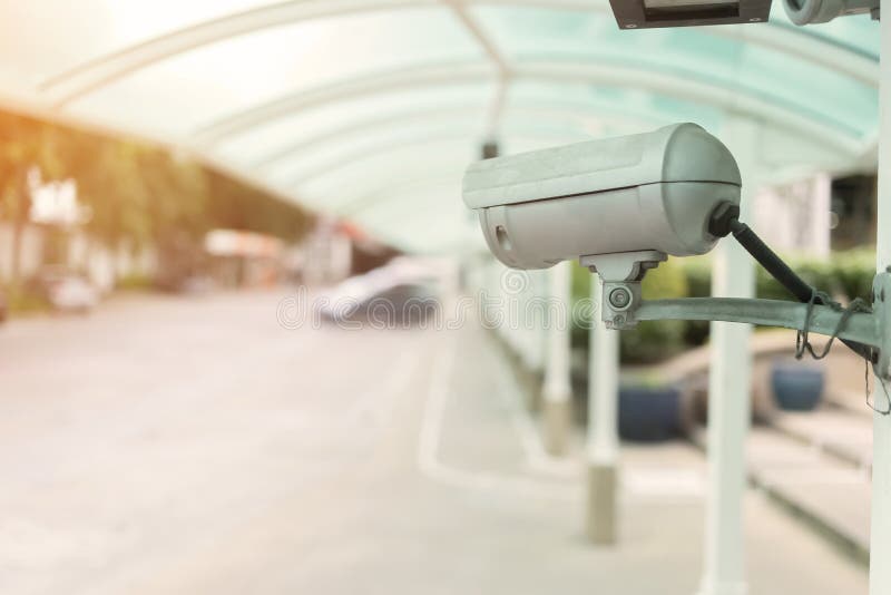 CCTV Cameras are Installed with Poles in the Parking Lot. Security ...