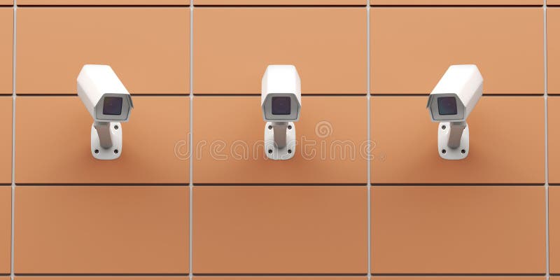 CCTV Cameras Mounted on the Wall Stock Illustration - Illustration of ...