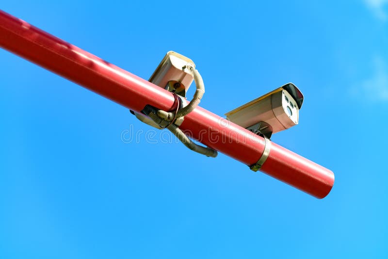 CCTV Cameras in Outdoor at Horizontal Composition Stock Photo - Image ...