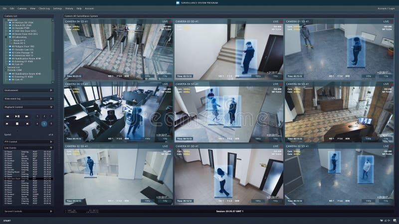 CCTV Cameras Playback in Coworking Office Stock Image - Image of ...