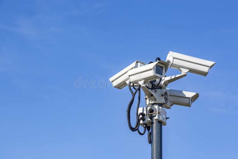 CCTV Cameras on Pole stock image. Image of monitoring - 58615939