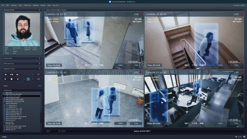 CCTV Cameras with Recognition System in Office Stock Photo - Image of ...