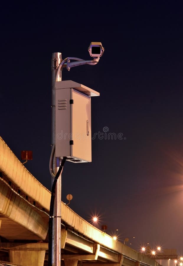 CCTV Cameras are Working at Night Stock Image - Image of camera, shadow ...