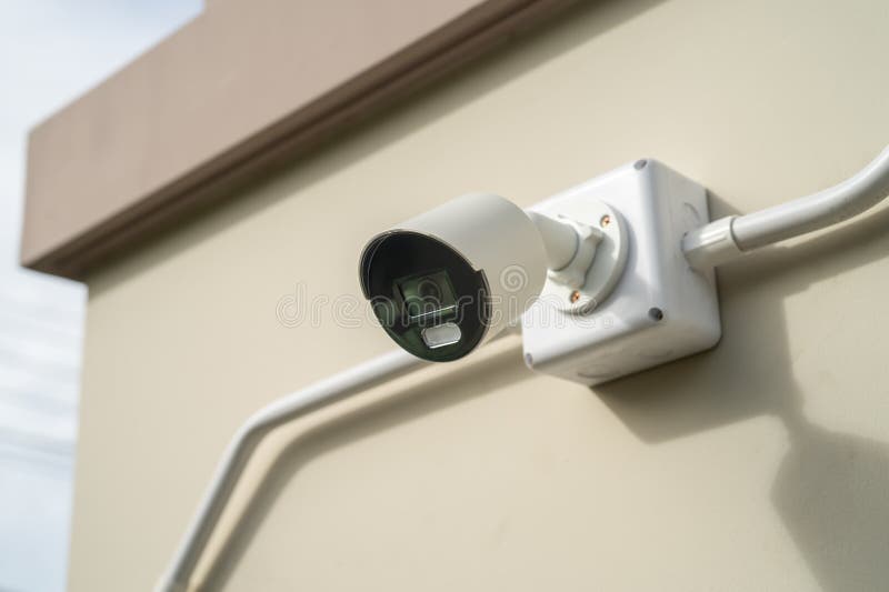 CCTV Closed Circuit Camera at Wall House, Security System Concept Stock ...