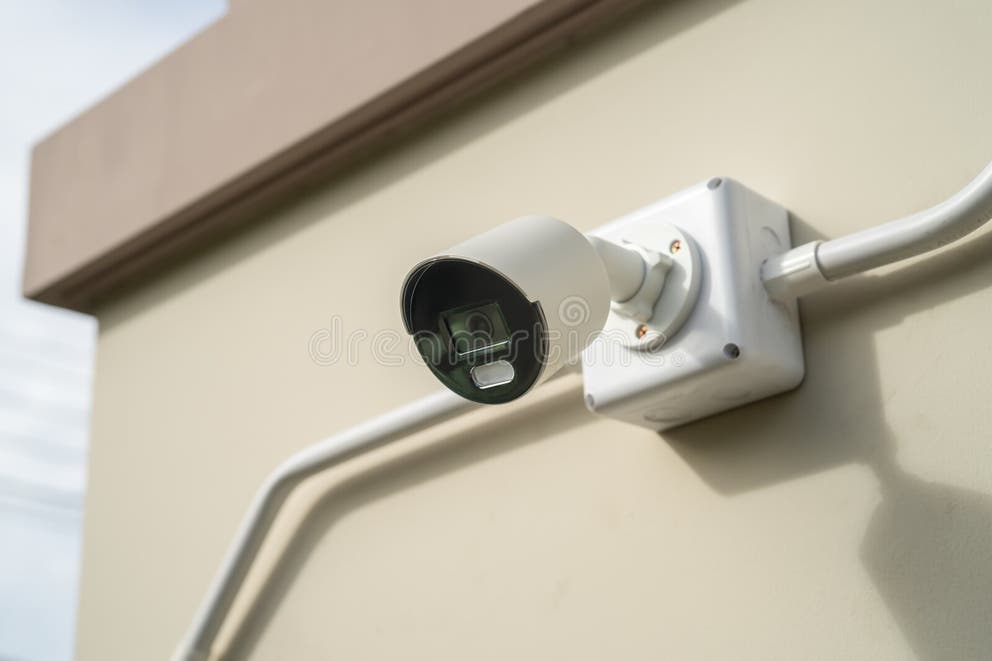 CCTV Closed Circuit Camera at Wall House, Security System Concept Stock ...